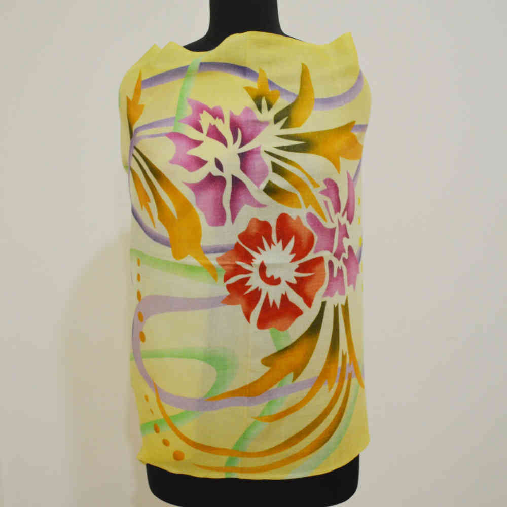 Pure Cashmere Floral Hand Painted & Embrioded | 71012 - 1 | Craft House ...